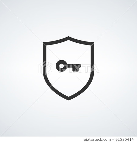 Shield with key color line icon. Privacy,... - Stock Illustration ...