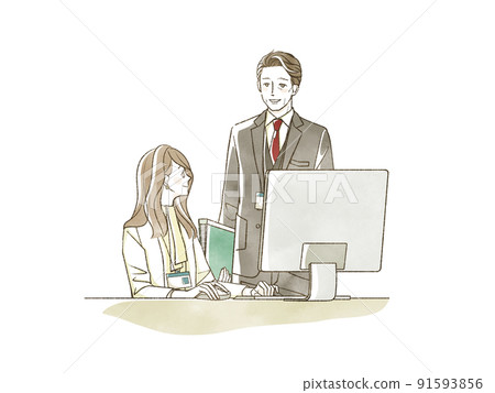 Boss and subordinates having a conversation in... - Stock Illustration ...