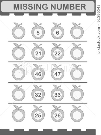 Missing number with Apple. Worksheet for kids - Stock Illustration ...