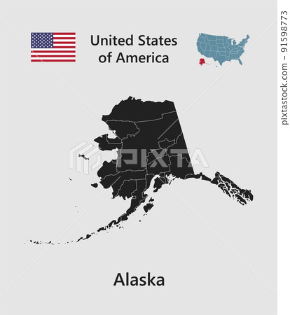 Vector map state Alaska, flag and map USA - Stock Illustration ...