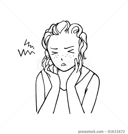 Illustration material (line drawing) of a young... - Stock Illustration ...