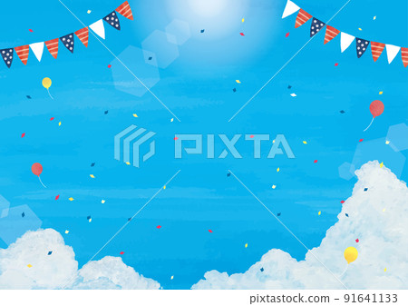 Summer sky and garland and confetti background... - Stock Illustration ...