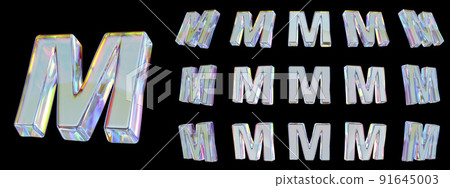 Glass letter M on a black background. 3D render. - Stock Illustration ...