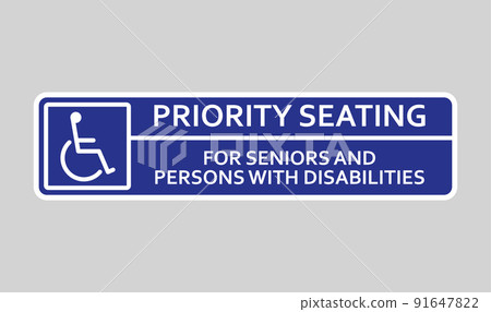 Priority seating sign in public transport for... - Stock Illustration ...