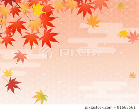 Image background of autumn leaves and Japanese... - Stock Illustration ...