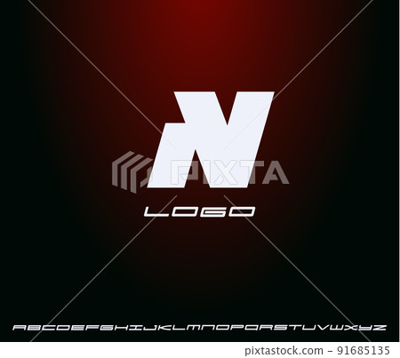 Logo of bold italic letter N, heavy monogram,... - Stock Illustration ...