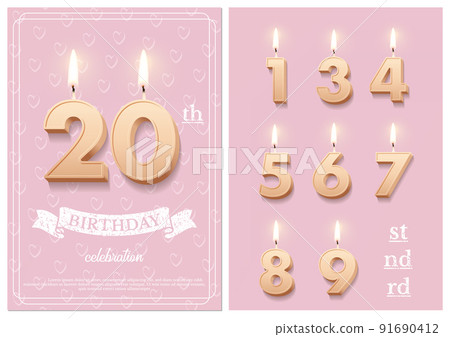 Burning number 20 birthday candles with vintage... - Stock Illustration ...