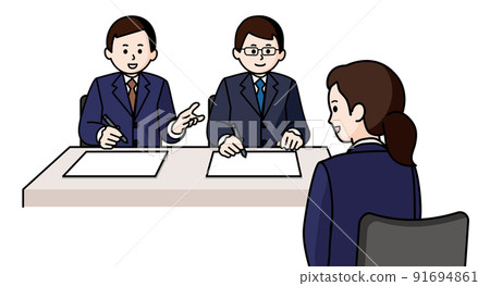 Two female interviewers and two male interviewers - Stock Illustration ...