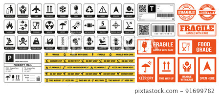 Packaging stickers. Parcel direction info,... - Stock Illustration ...