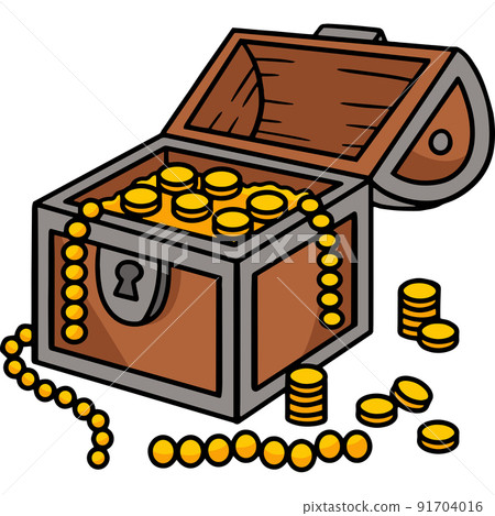 Treasure Box Cartoon Colored Clipart Illustration - Stock Illustration ...