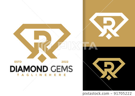 Letter R Diamond Jewelry Logo Design, Brand... - Stock Illustration ...