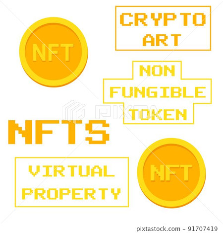 Cool trendy nfts set with text stickers for print. - Stock Illustration ...