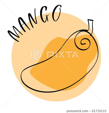 Ripe and colorful mango in trendy doodle style - Stock Illustration ...