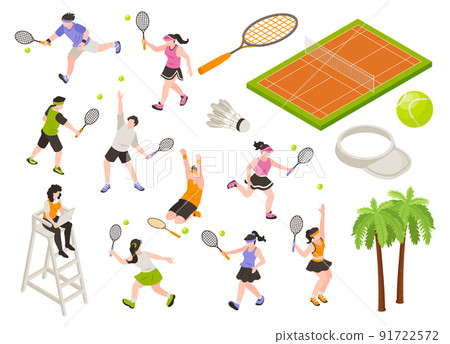 Isometric Badminton Icon Set - Stock Illustration [91722572] - PIXTA