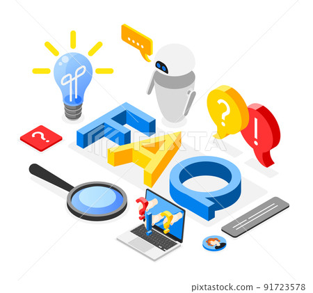 FAQ Isometric Composition - Stock Illustration [91723578] - PIXTA