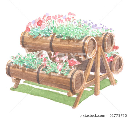 Watercolor: Container gardening - Stock Illustration [91775750] - PIXTA
