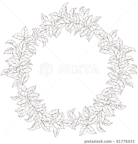 Leaf wreath line drawing - Stock Illustration [91776933] - PIXTA