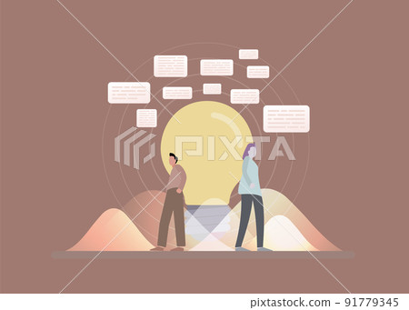 Brainstorming to gather and sharing new... - Stock Illustration ...