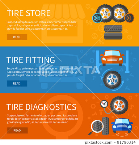 Vector banners set of tire service - Stock Illustration [91780314] - PIXTA