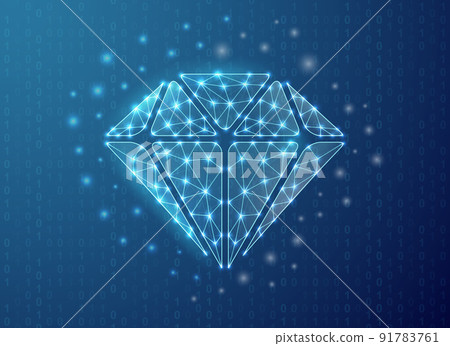 Diamond polygonal symbol with binary code... - Stock Illustration ...