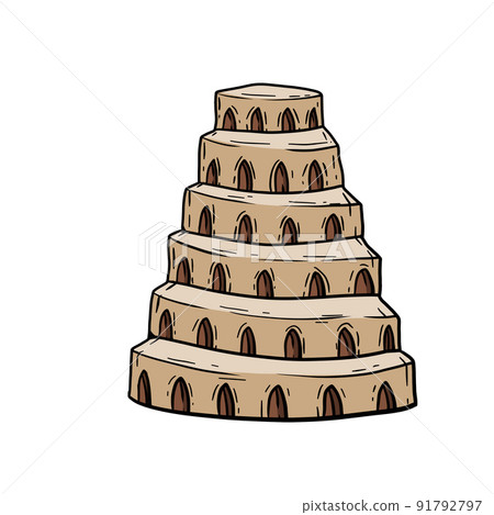 Tower of Babel. Ancient city Babylon of... - Stock Illustration ...