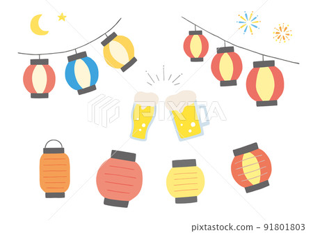 手繪插畫套燈籠（彩色/無輪廓）-插圖素材 [91801803] - PIXTA圖庫