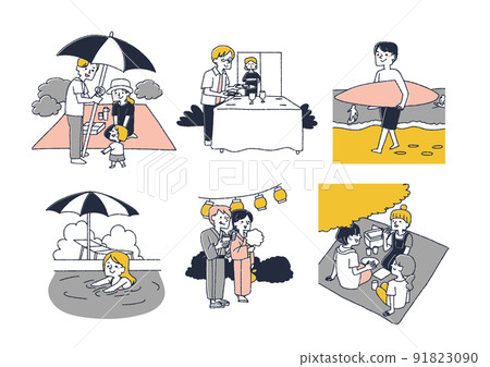 Set of people who enjoy summer leisure 1... - Stock Illustration ...