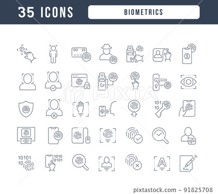 Biometrics. Collection of perfectly thin icons... - Stock Illustration ...