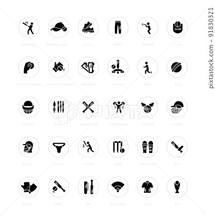 Set of Simple Icons of Cricket-插圖素材 [91830321] - PIXTA圖庫