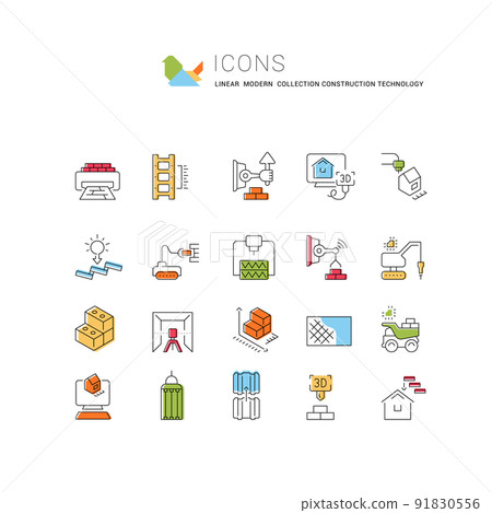 Set Vector Line Icons of Construction Technology - Stock Illustration ...