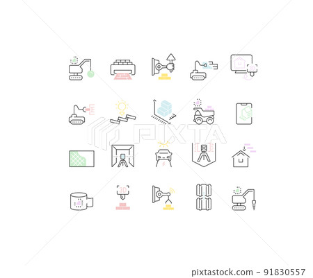 Set Vector Line Icons of Construction Technology - Stock Illustration ...