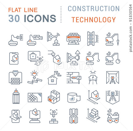Set Vector Line Icons of Construction Technology - Stock Illustration ...