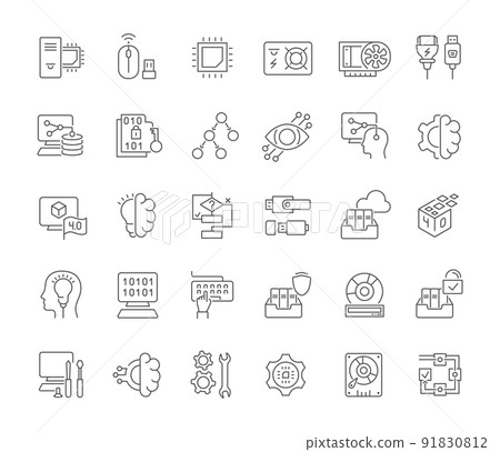 Set Vector Line Icons of Computer Science. - Stock Illustration ...
