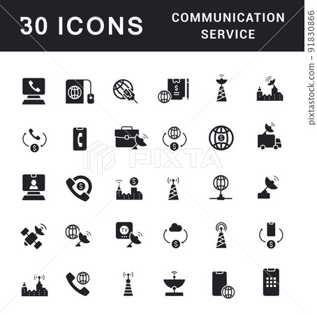 Set of Simple Icons of Communication Service - Stock Illustration ...