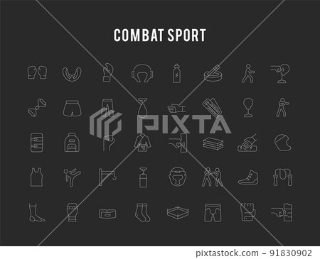Set Vector Line Icons of Combat Sport. - Stock Illustration [91830902 ...