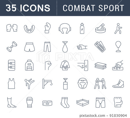 Set Vector Line Icons of Combat Sport.-插圖素材 [91830904] - PIXTA圖庫