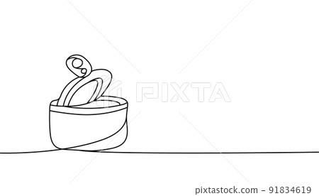 Metal tin can one line continuous drawing. Tin... - Stock Illustration ...