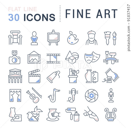 Set of vector line icons of fine art for modern... - Stock Illustration ...