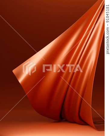 Dark orange podium with amber flying fabric,... - Stock Illustration ...