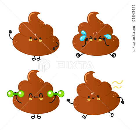 Funny cute happy poop characters bundle set.... - Stock Illustration ...