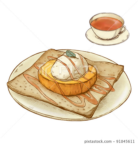 Galette-colored pencil drawing-style... - Stock Illustration [91845611 ...