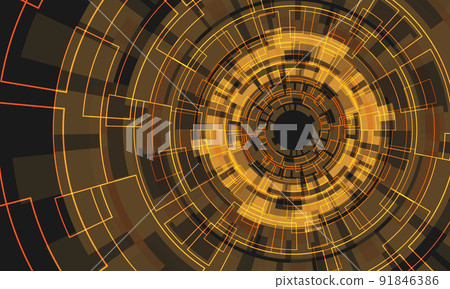 Abstract yellow circuit circle technology... - Stock Illustration ...