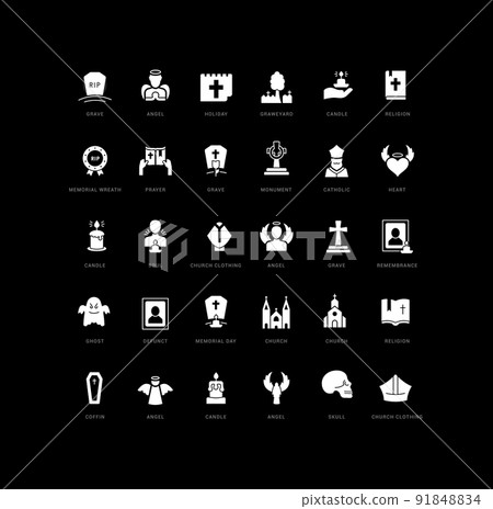 Vector Simple Icons of Feast of All Souls - Stock Illustration ...