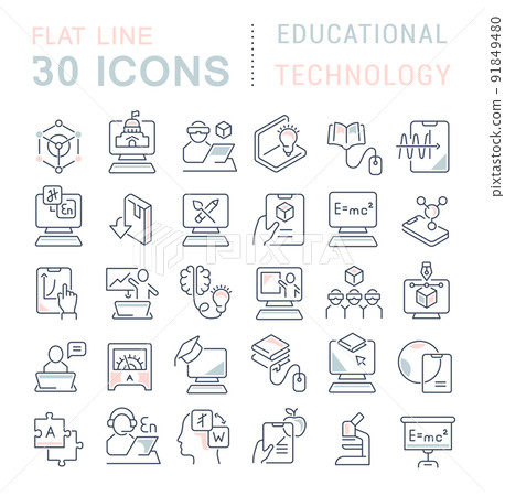 Set Vector Line Icons of Educational Technology - Stock Illustration ...