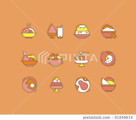 Set of Simple line Icons of Dishes - Stock Illustration [91849619] - PIXTA