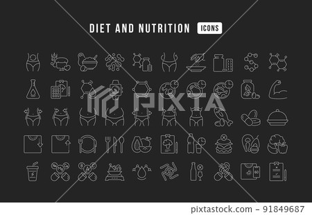Set of linear icons of Diet and Nutrition - Stock Illustration ...