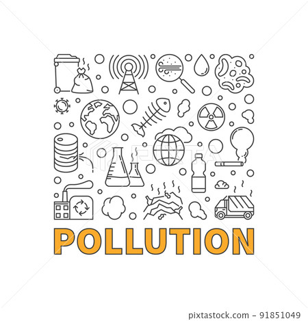 Pollution outline banner - vector concept... - Stock Illustration ...
