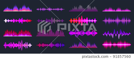 Colorful sound waves collection. Analog and... - Stock Illustration ...