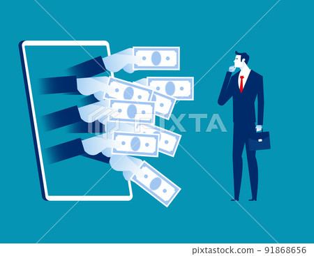 Countless hands stretched out inside the phone.... - Stock Illustration ...