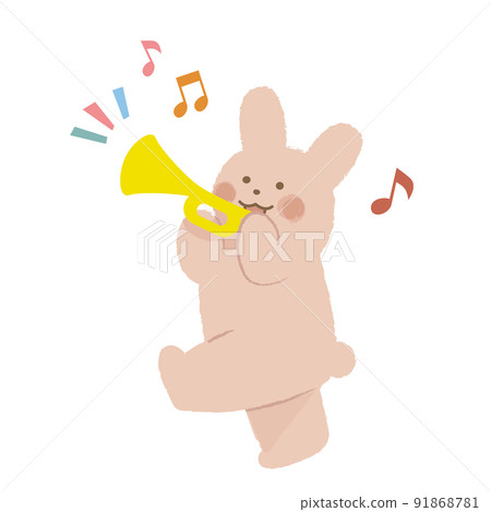Rabbit blowing trumpet - Stock Illustration [91868781] - PIXTA